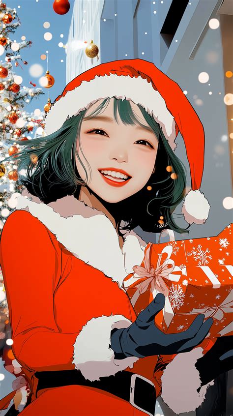 Download Festive Santa Outfit Cheerful Christmas Girl Holiday T