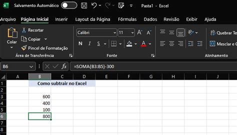 Como Subtrair No Excel