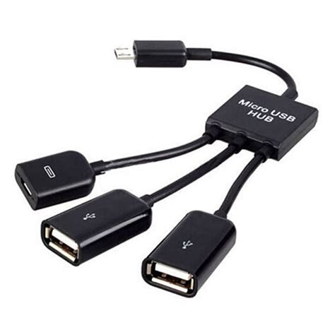 Yirtree Micro Usb Hub Adaptor With Power 3 Port Charging Otg Host Cable