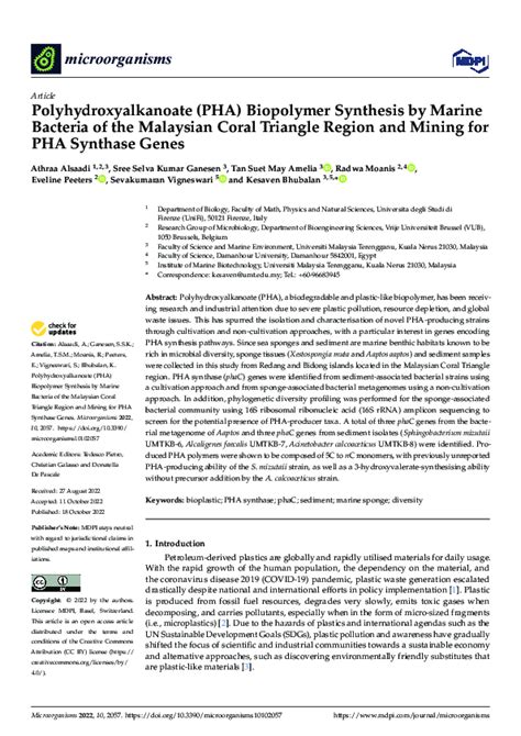 Pdf Pha Biopolymer Synthesis By Marine Bacteria