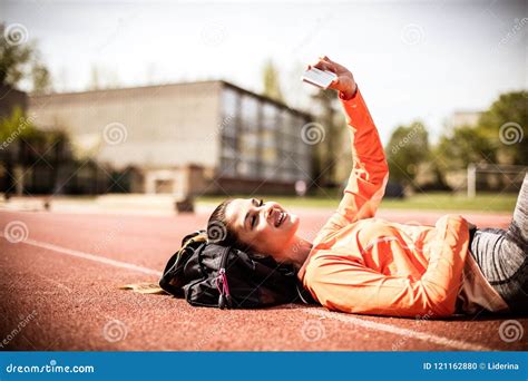Self Portrait After Running Why Not Stock Photo Image Of Activity Relaxing