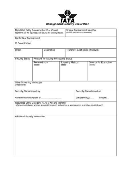 E Consignment Security Declaration Pdf