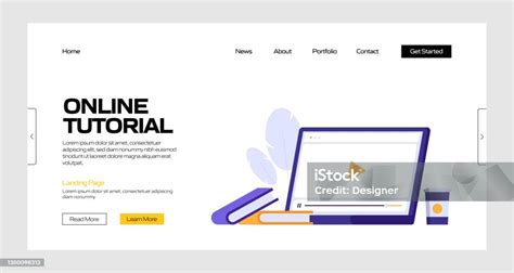 방문 페이지 템플릿 웹 사이트 배너 광고 및 마케팅 자료 온라인 광고 비즈니스 프리젠 테이션 등에 대한 온라인 튜토리얼 개념 벡터 일러스트레이션 웹 배너에 대한 스톡 벡터