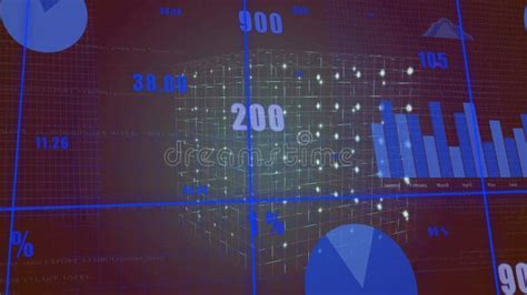 Animation Of Digital Data Visualization With Graphs And Charts In Blue
