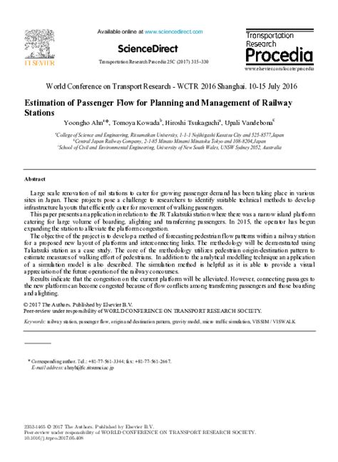 Pdf Estimation Of Passenger Flow For Planning And Management Of