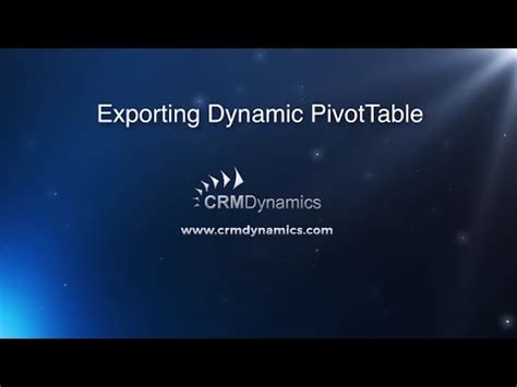 Creating And Exporting Pivot Table In Microsoft Dynamics CRM YouTube