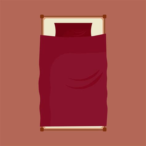 Bed Top View Bedroom Flat Style Home Interior Sleep Vector Icon Double