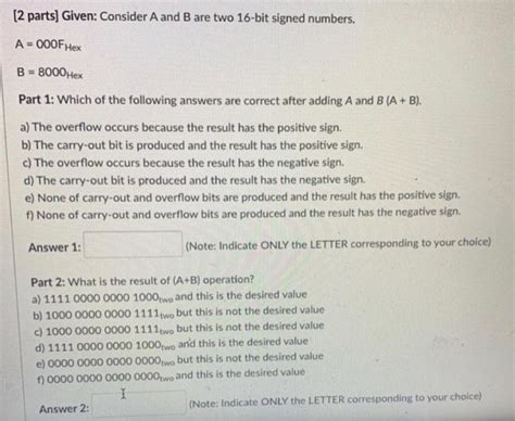 Solved Parts Given Consider A And B Are Two Bit Chegg Com