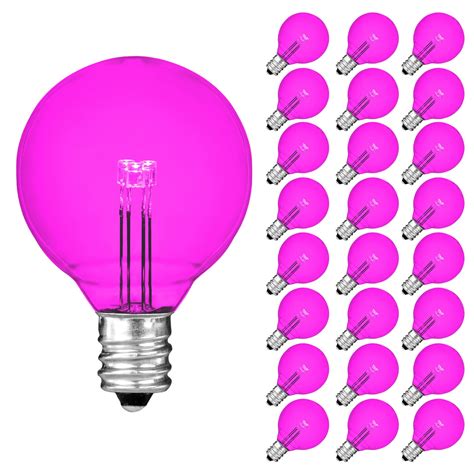 Novelty Lights Pink Glass G40 Globe Hanging Led String Light Replacement Bulbs E12 Candelabra