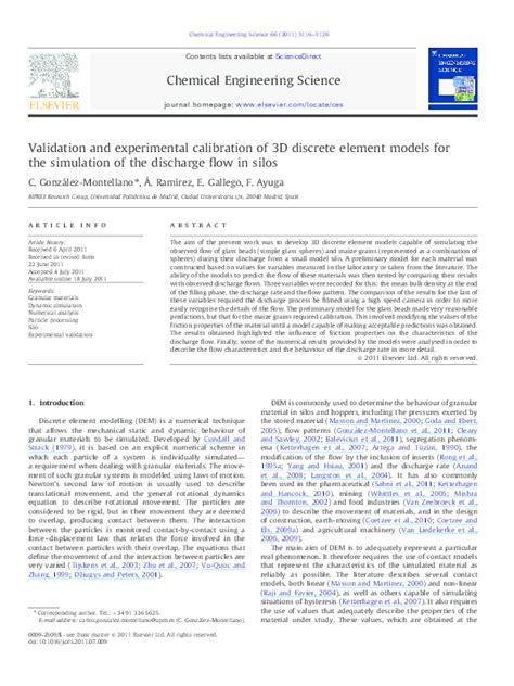 Pdf Validation And Experimental Calibration Of 3d Discrete Element
