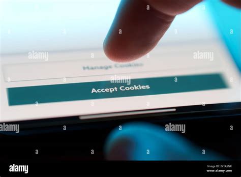 Accept Cookies Button On Internet Webpage On Smartphone Internet Browsing History Data