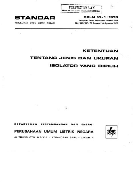 Dokumen Tips Spln 10 1 1978ketentuan Dan Jenis Isolator Yg Dipilih Pdf