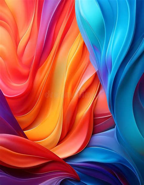 Vibrant And Dynamic Composition With Abstract Wavy Shapes Flowing And Mixing On Colorful