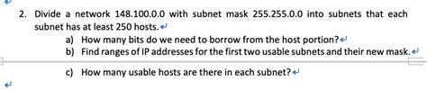 solved 2 divide a network 148 100 0 0 with subnet mask