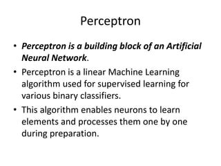 Introduction To Perceptron And Neural Network Pptx Artificial Intelligence Technology