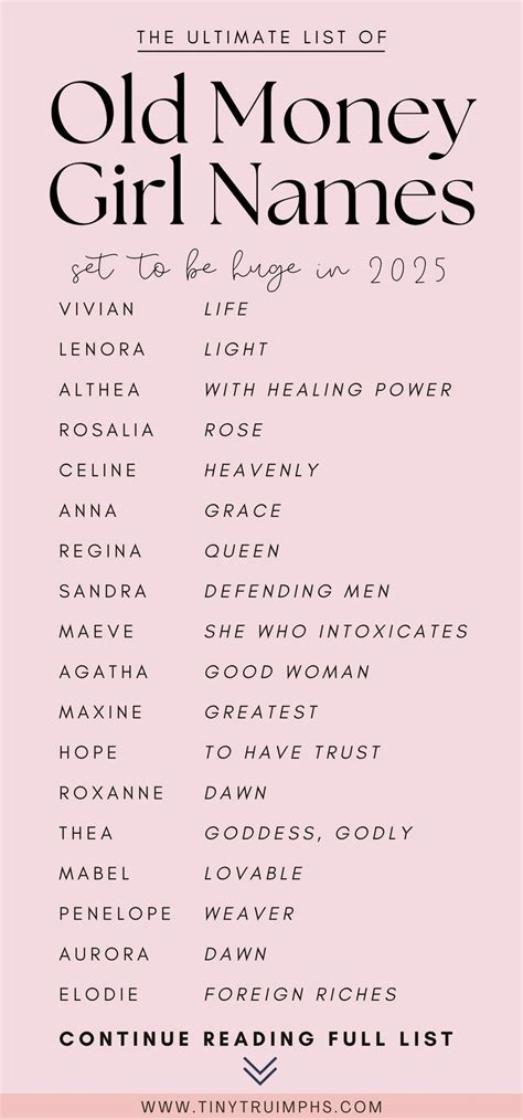 Old Money Girl Names With Meanings Posh Rich Girl Names Rich Girl