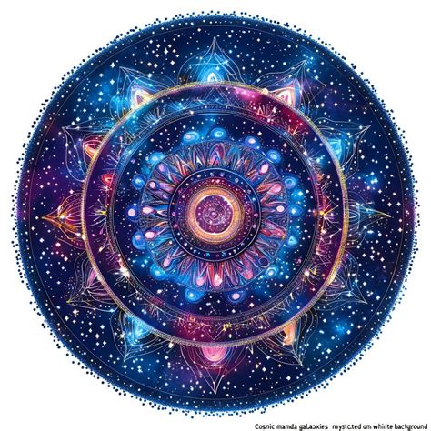 Celestial Mandala Galaxy Art Mystical Cosmic Design On White Stock