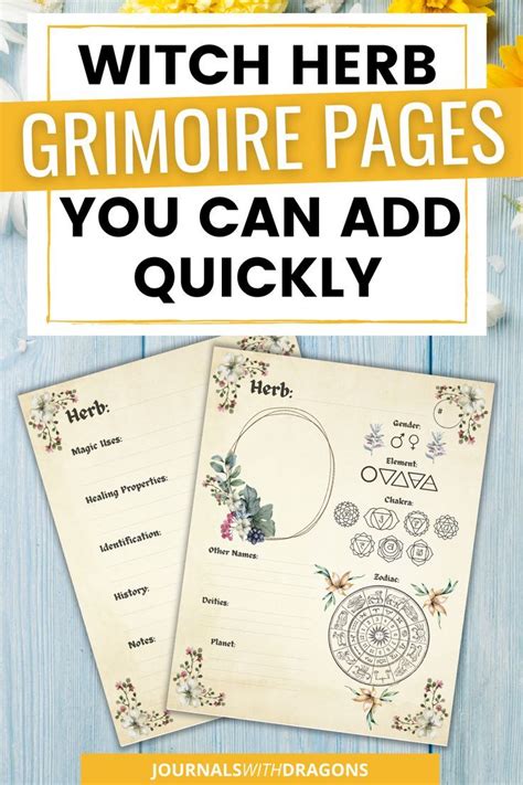 Witch Herbs Book Of Shadows Grimoire Pages Printable And Digital
