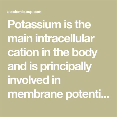 Potassium Membrane Potassium Body