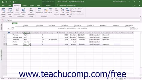 project 2016 tutorial creating cost resources microsoft training youtube