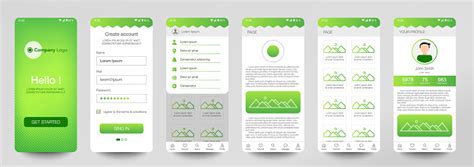 모바일 앱 Ui Ux Gui의 디자인 로그인 및 암호 입력 계정 로그인 가입 홈 페이지가있는 사용자 등록 화면 세트 현대적인