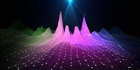 abstract background data graph from dots and lines with spot on black