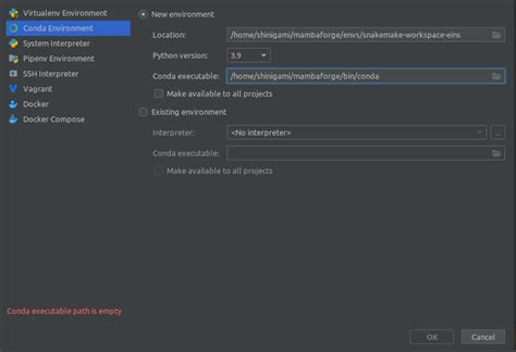 Python Mambaforge Conda Executable Path Is Empty In Pycharm Interpreter Linux Mint