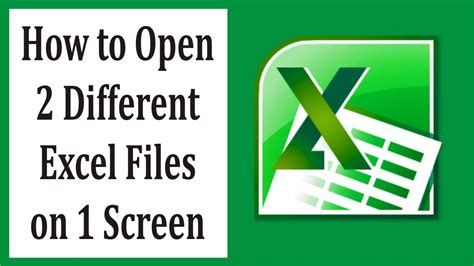 How To Open Different Excel Files On Screen YouTube