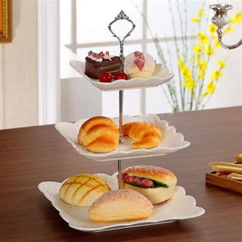 애프터눈 티 식기 3 층 웨딩 플레이트 파티 케이크 스탠드 유리 세라믹 Aliexpress