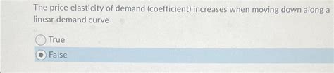 Solved The Price Elasticity Of Demand Coefficient