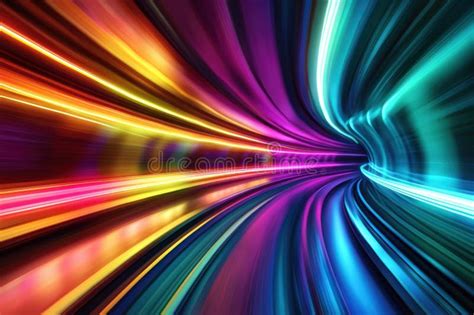 Vibrant Neon Lit Tunnel With Dynamic Streaks Of Colorful Light Creating Futuristic And Immersive