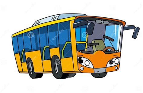 Funny Small Bus With Eyes Vector Illustration Stock Vector Illustration Of Happy Street