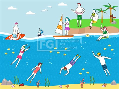 Utoimage 어린이 그림 그리기 여름 서핑보드