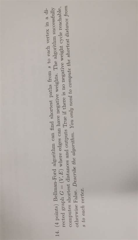 Solved 4 ﻿points ﻿bellman Ford Algorithm Can Find Shortest