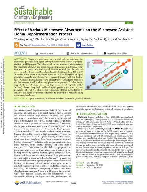 Pdf Effect Of Various Microwave Absorbents On The Microwave Assisted