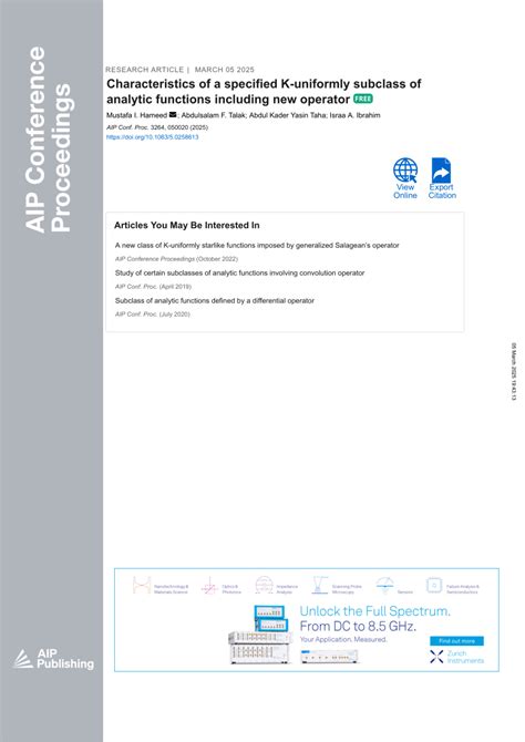 Pdf Characteristics Of A Specified K Uniformly Subclass Of Analytic