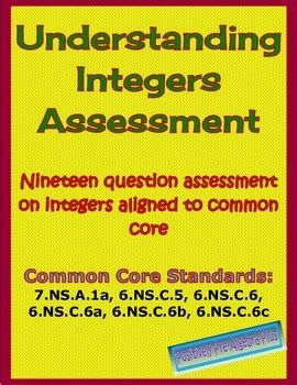 Understanding Integers Assessment Distance Learning Print Digital Options