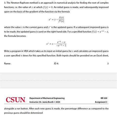 Solved The Newton Raphson Method Is An Approach In Chegg