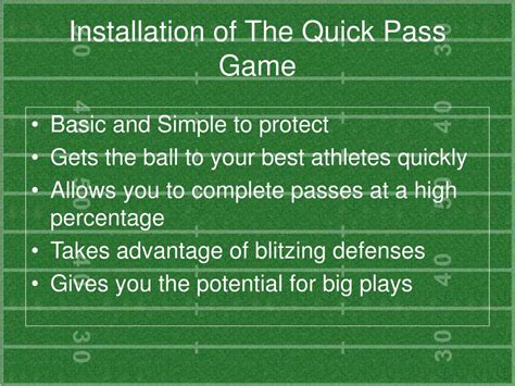 Ppt Installation Of The Quick Pass Game A Guide By James Vint Iowa Wesleyan College