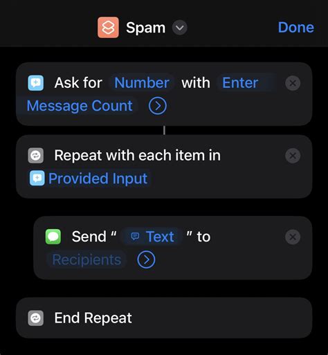 What Am I Doing Wrong That Doesnt Let The Send Message Prompt Repeat Rshortcuts2
