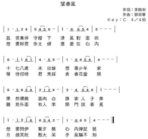 圖二簡譜望春風 米特薩克斯風重奏團