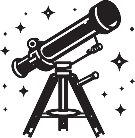 Premium Vector A Black And White Image Of A Telescope With Stars And