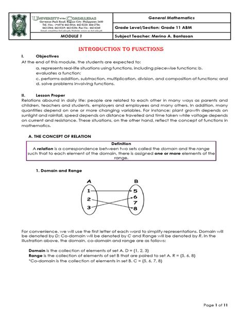 Module 1 Pdf Function Mathematics Mathematical Relations