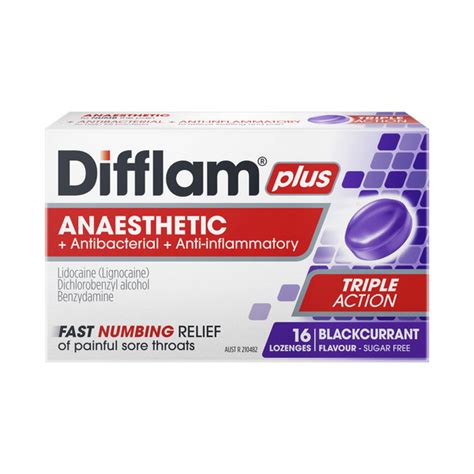 Buy Difflam Plus Blackcurrant Flavour Anaesthetic Lozenges Pack Coles