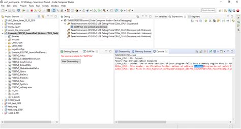 ccs tms320f28379d c28xx cpu1 file loader verification failed values