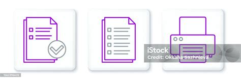 라인 프린터 문서 및 확인 표시와 파일 문서 아이콘을 설정합니다 벡터 0명에 대한 스톡 벡터 아트 및 기타 이미지 0명