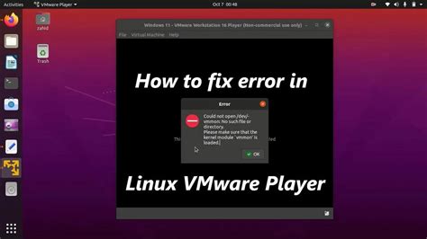 how to fix could not open dev vmmon no such file or directory in