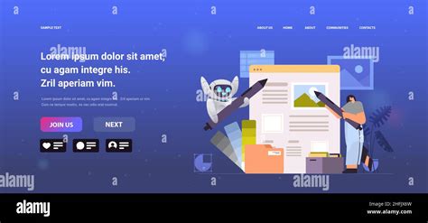 Woman Developer With Robot Helper Creating Website Ui Interface Web Application Development