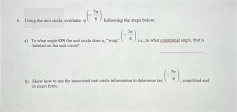 Solved л Using the unit circle evaluate o following the Chegg
