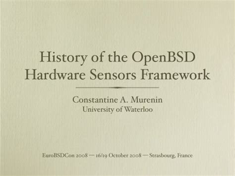 History Of The Openbsd Hardware Sensors Framework
